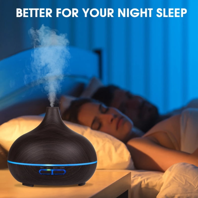 550ml Aroma Diffuser Humidifier 6 Essential Oils Remote 7-Color LED Home Spa Yoga Bedroom ...