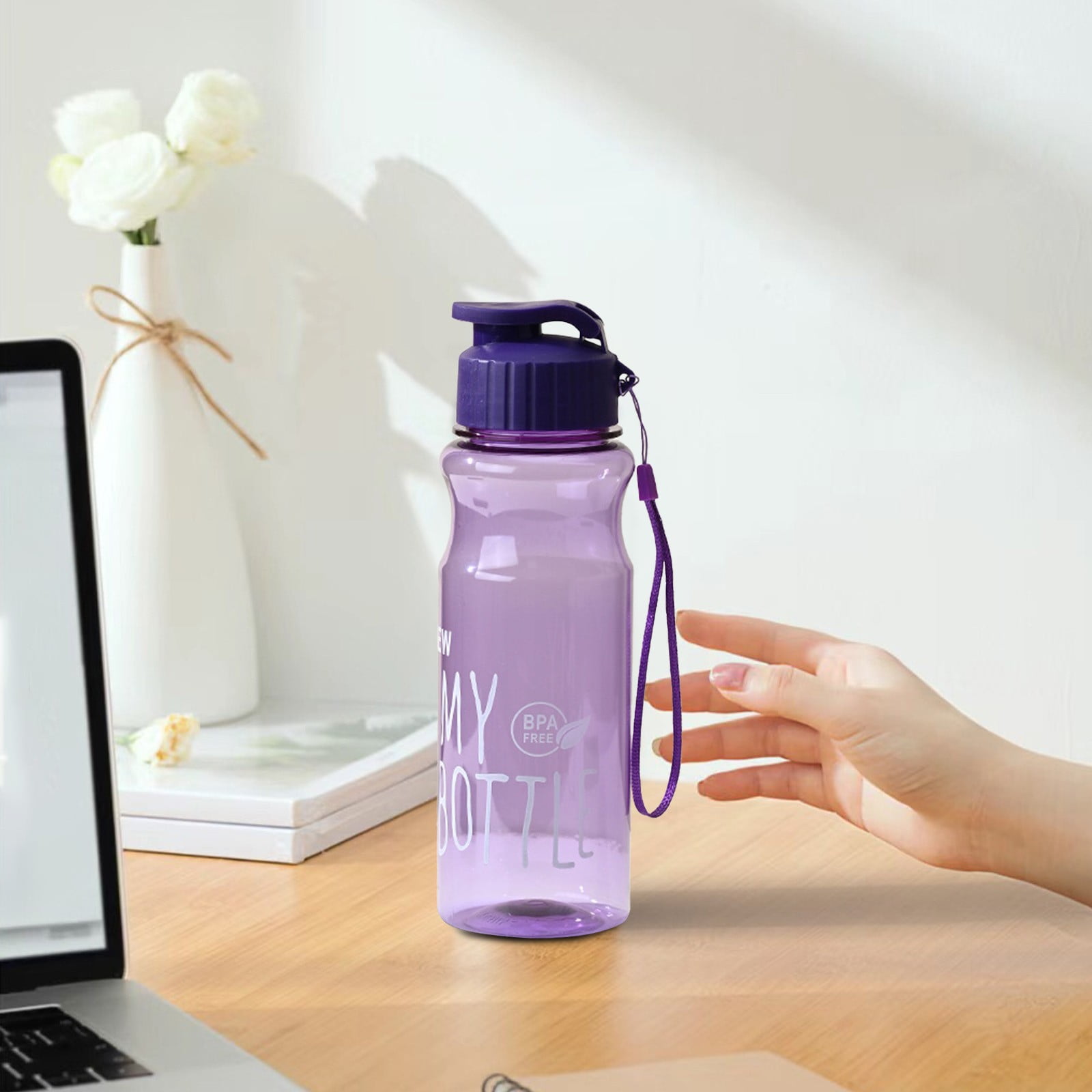 550ml Flip Top Plastic Water Bottle with Handle, Leak Proof Seal for ...