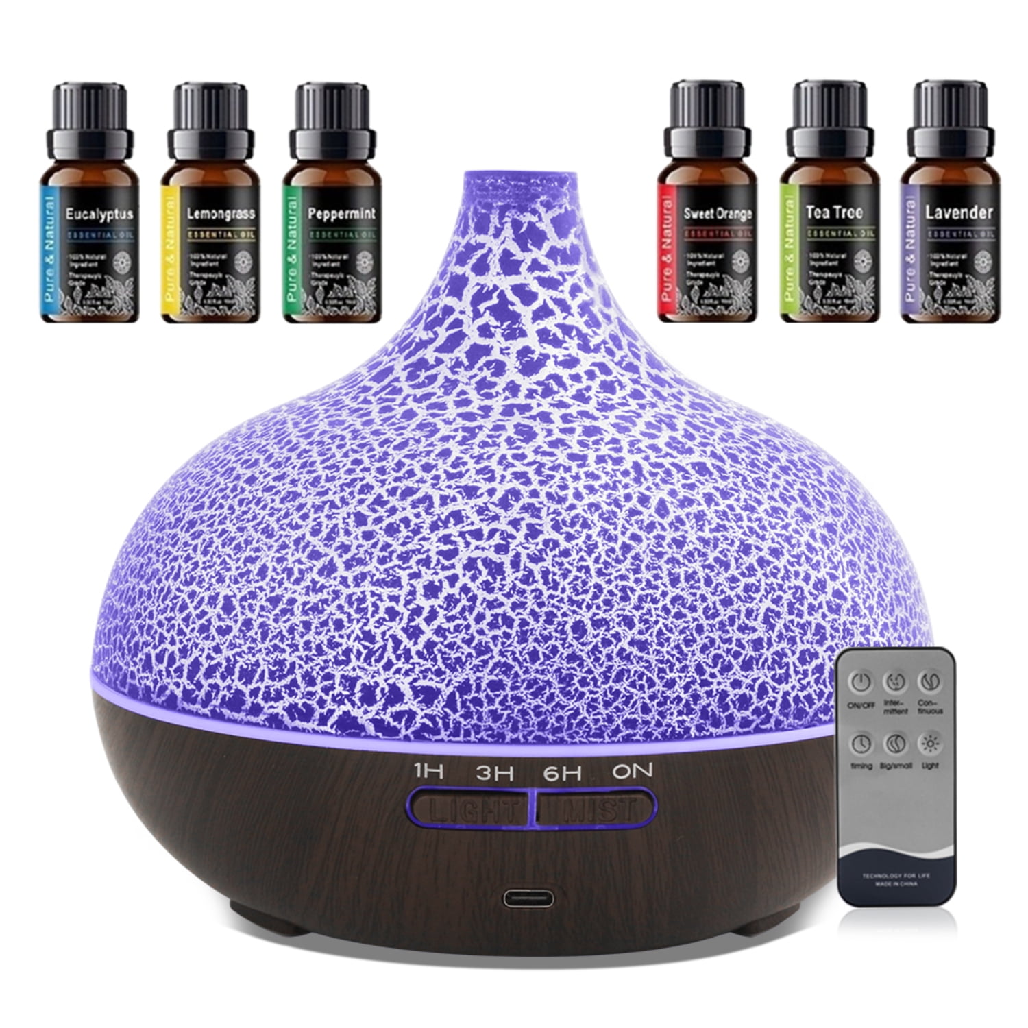 550ml Ultrasonic Oil Diffuser with Crack Design Auto Shut Off Quiet ...
