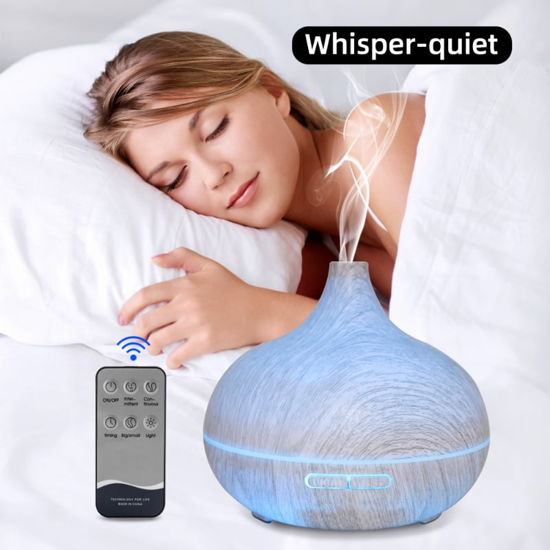 550ml Wood Grain Ultrasonic Aroma Diffuser Remote Silent Essential Oil Humidifier - Walmart.com