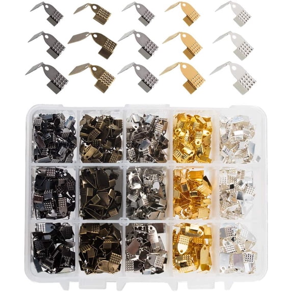 550pcs Ribbon Ends 4mm 5mm 6mm Clamp Crimps Cord Ends with Loop 5 ...