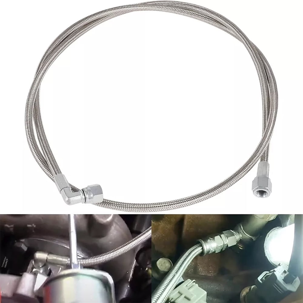 551871 Steel Braided Turbo Oil Feed Line 60" with 4AN 90 degree ...