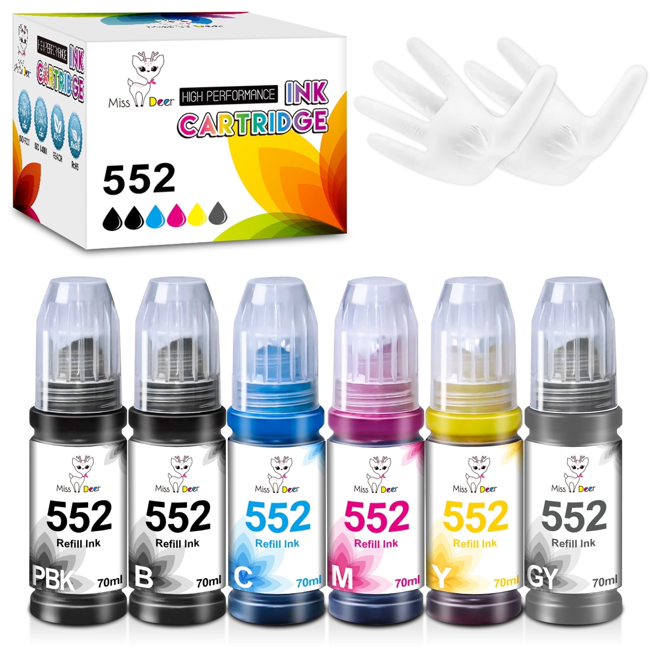 Compatible for Epson T552 552 Ink Refill Bottle for EcoTank Photo ET ...