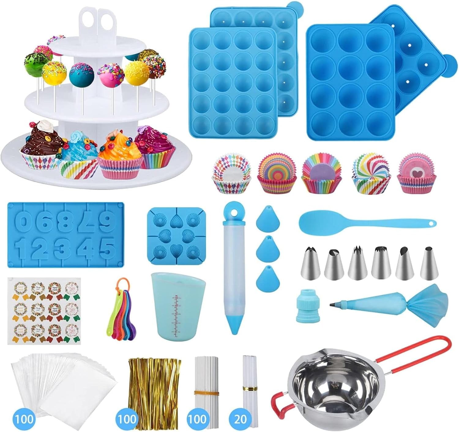 554PCS Cake Pop Maker Kit - Silicone Lollipop Molds Baking Supplies ...