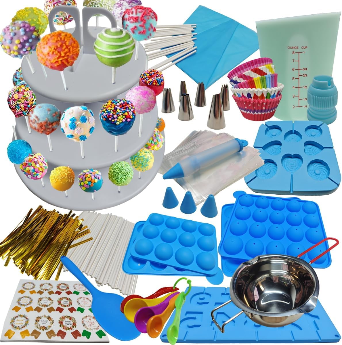 554PCS Cake Pop Maker Kit - Silicone Lollipop Molds Baking Supplies ...