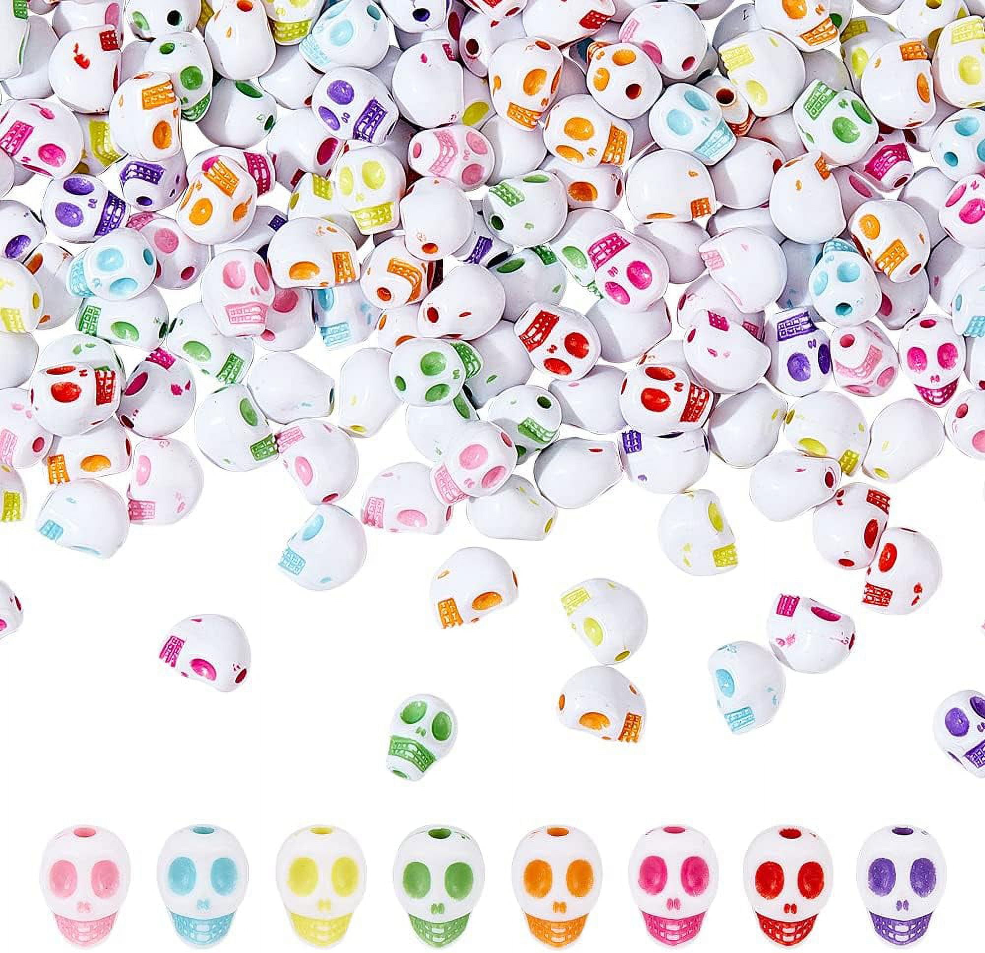 555 Pcs Beads Colorful Resin Spooky Charms Pendants Head Seeds Beads ...