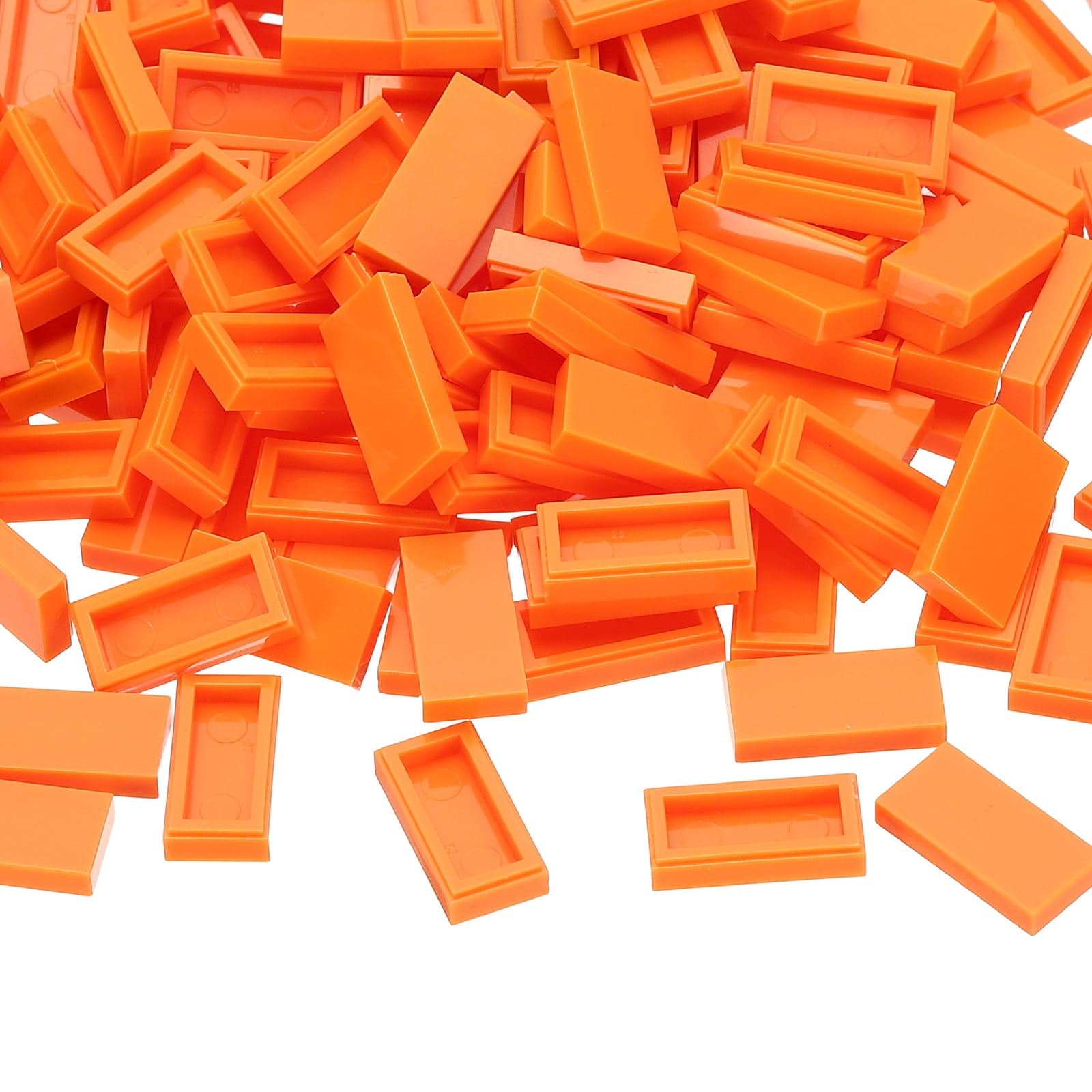 555 Pcs Flat Blocks Bulk, 1x2 Square Orange Yellow Classic Tiles Smooth ...