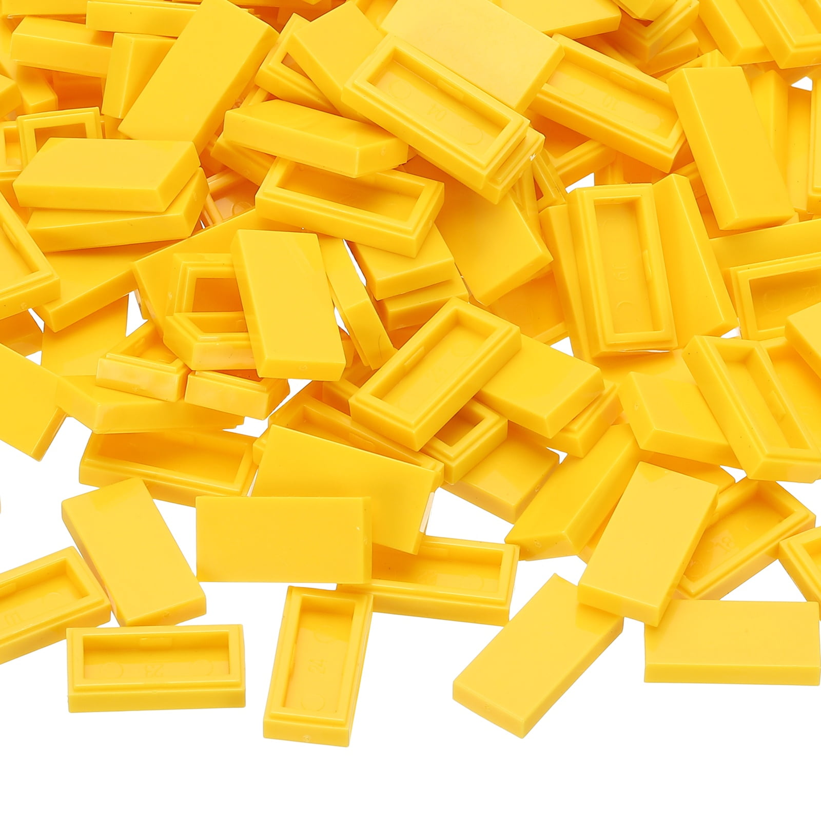 555 Pcs Flat Blocks Bulk, 1x2 Square Yellow Classic Tiles Smooth ...