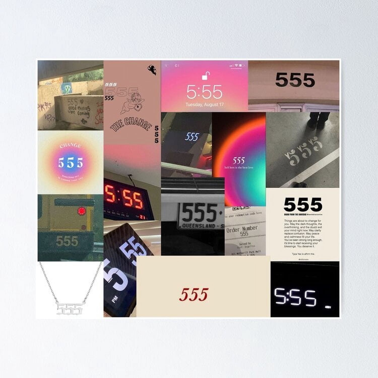 555 angel number aesthetic collage UNFRAMED Poster, 18x24 - Walmart.com