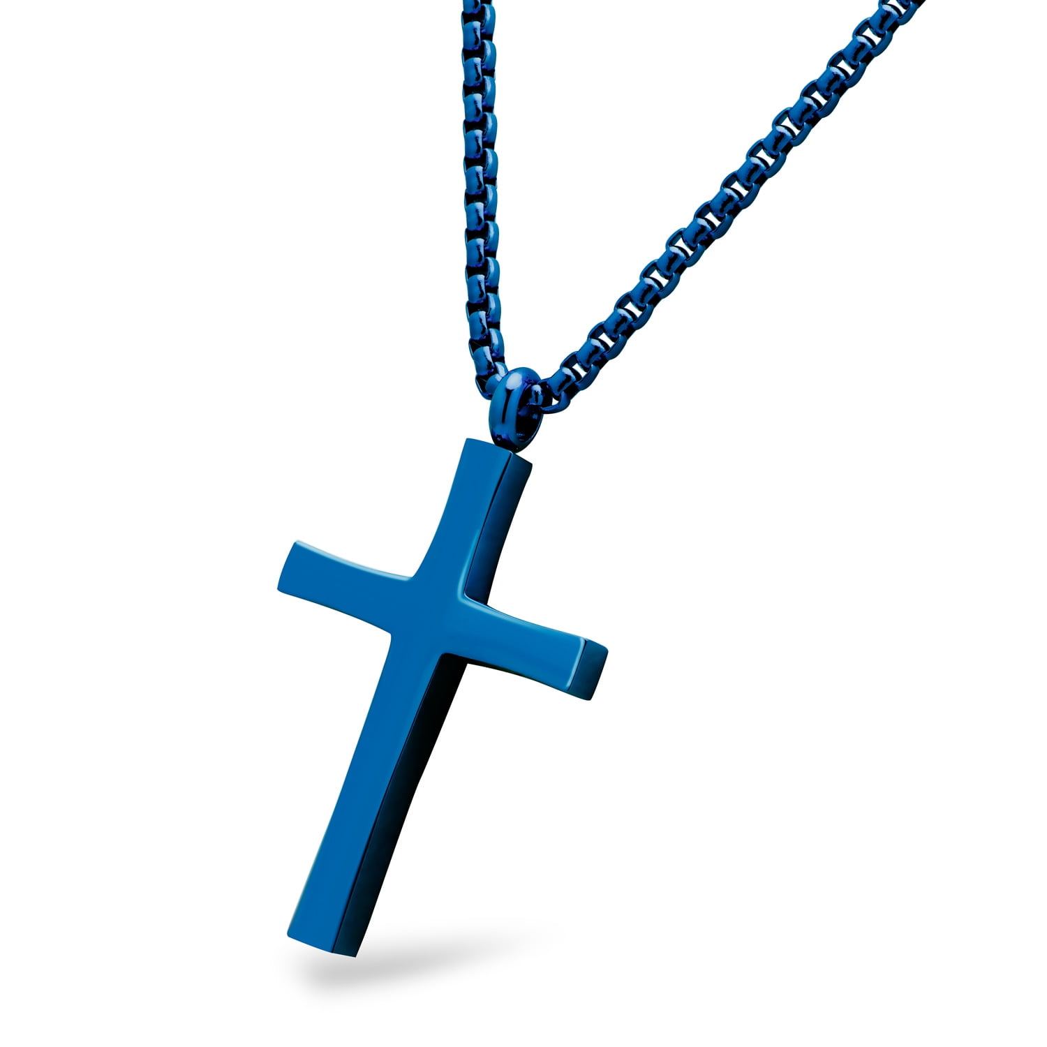 555Jewelery Stainless Steel Metal Cross Unisex Adjustable Rolo Chain ...