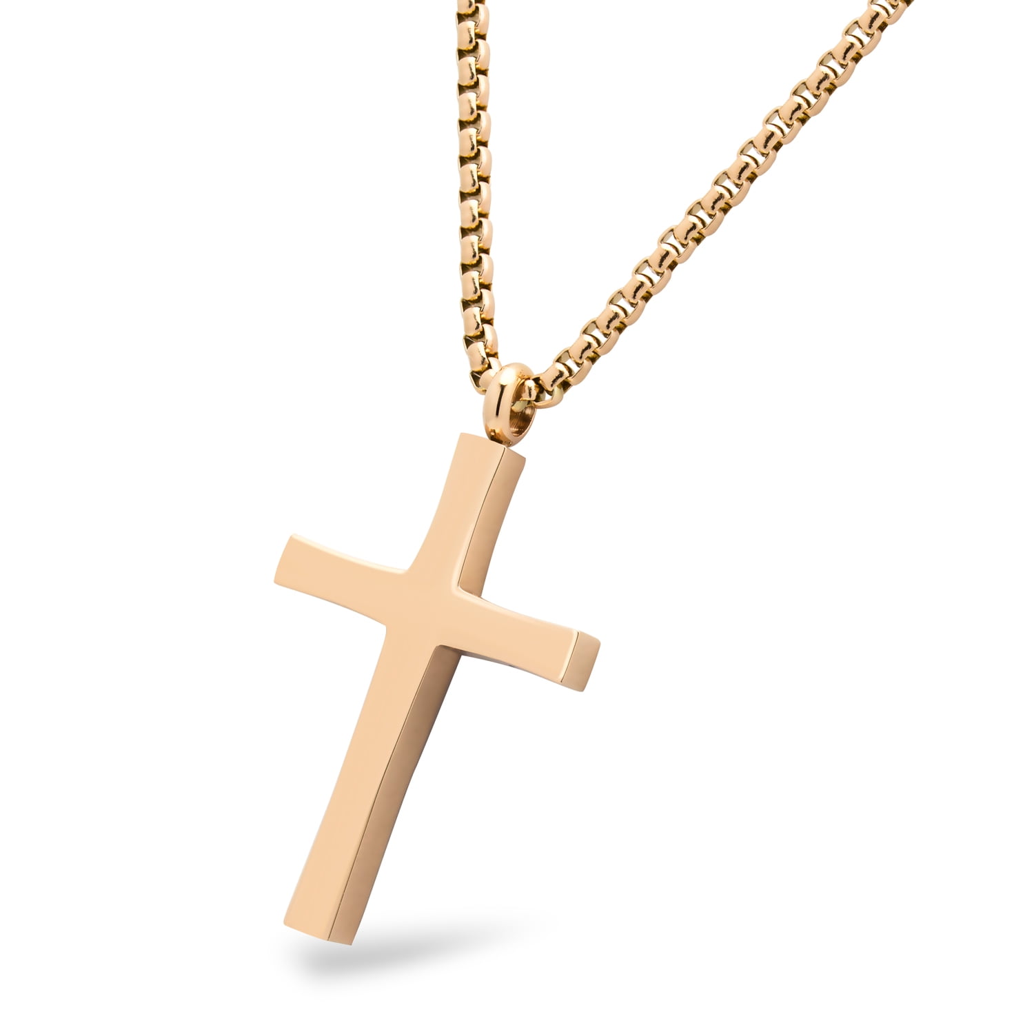 555Jewelery Stainless Steel Metal Cross Unisex Adjustable Rolo Chain ...