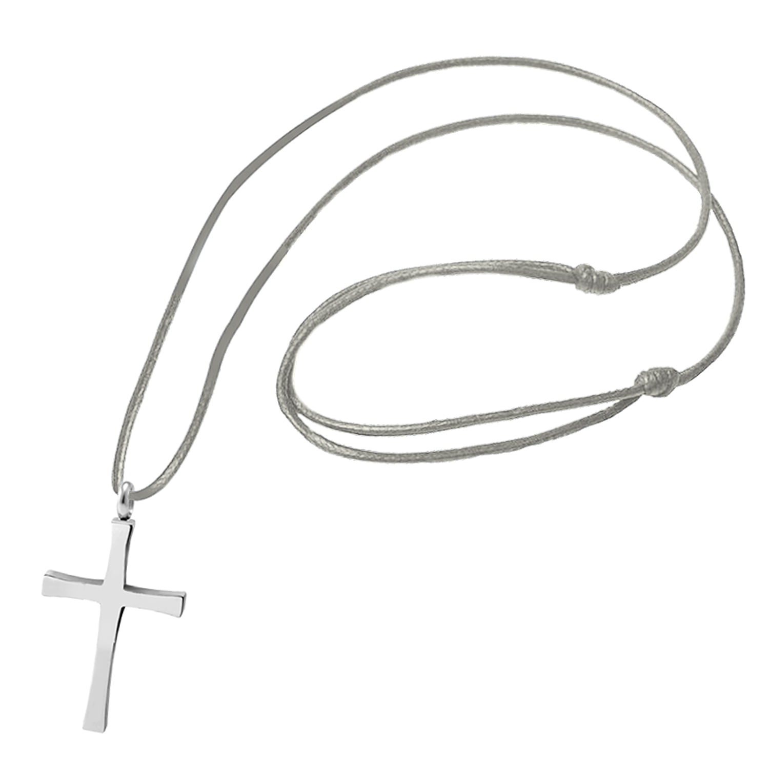 555Jewelry Stainless Steel Cross Gray Adjustable Rope Cord Unisex ...
