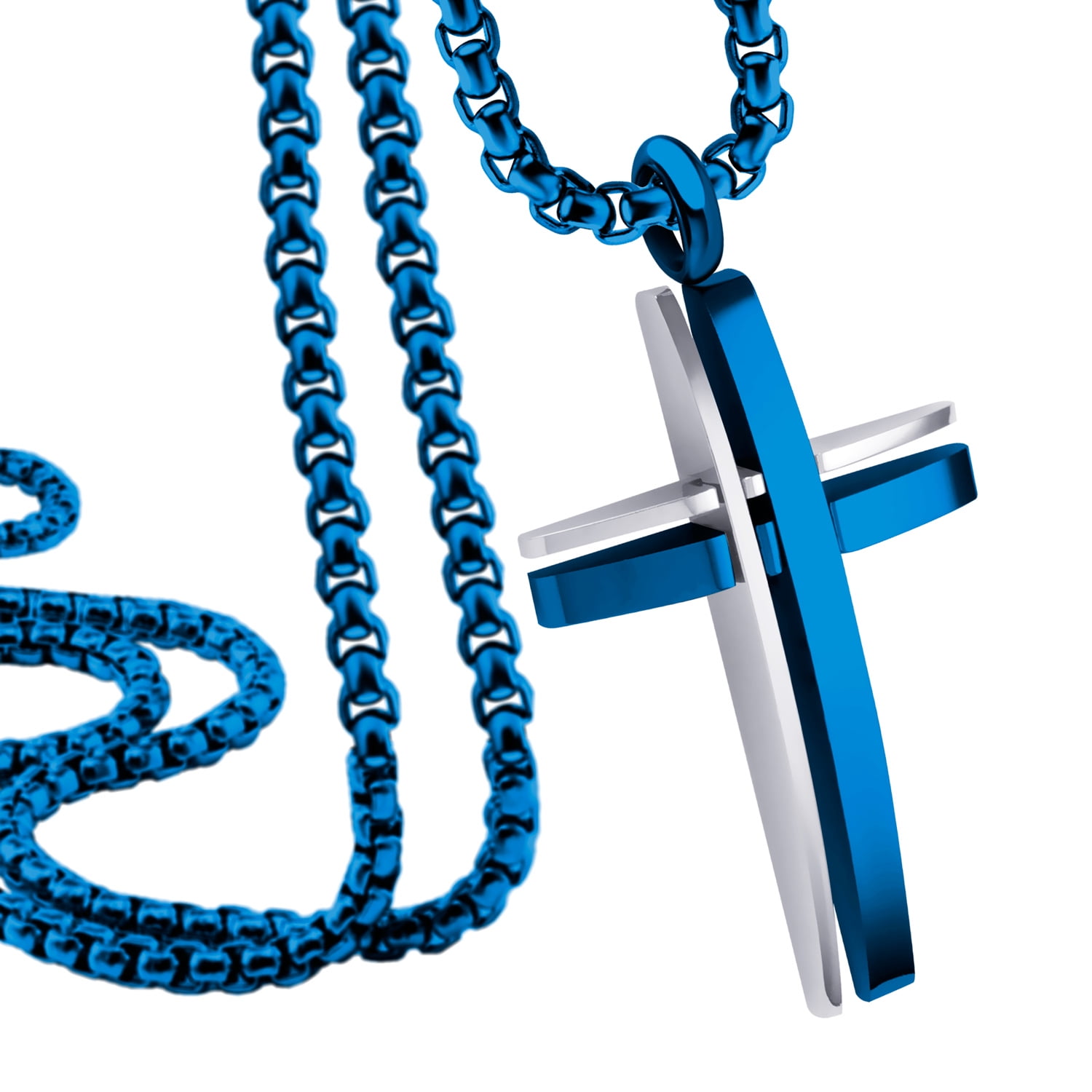 555Jewelry Stainless Steel Cross Necklace for Men, Grooved Half Dome ...