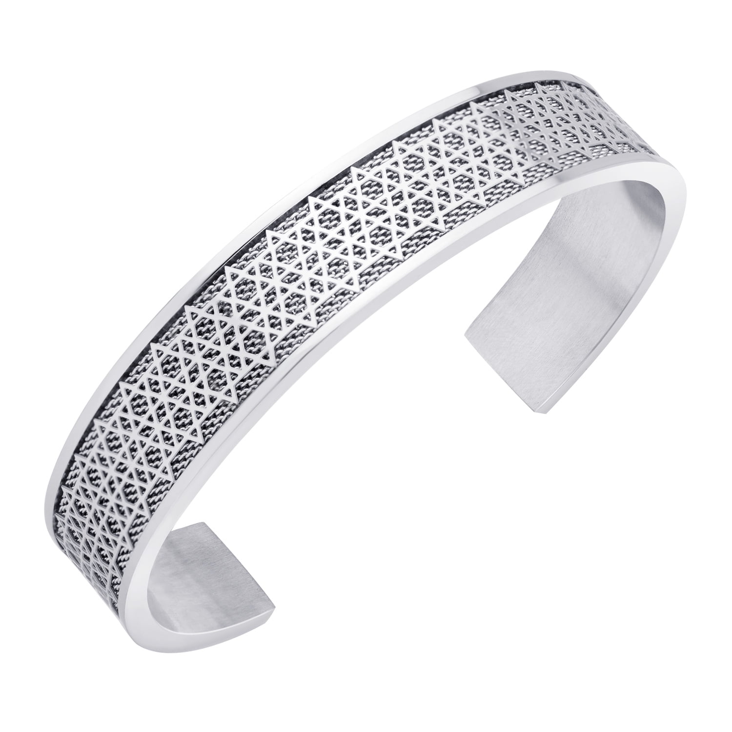 555Jewelry Stainless Steel Cuff Bangle Star of David Bracelet for Men ...