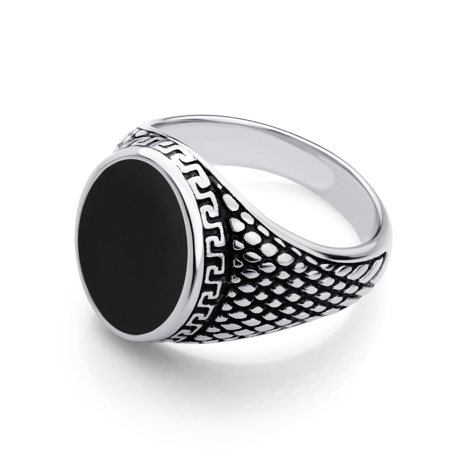 ‎555Jewelry Stainless Steel Signet Rings for Men, Scales Signet Ring ...