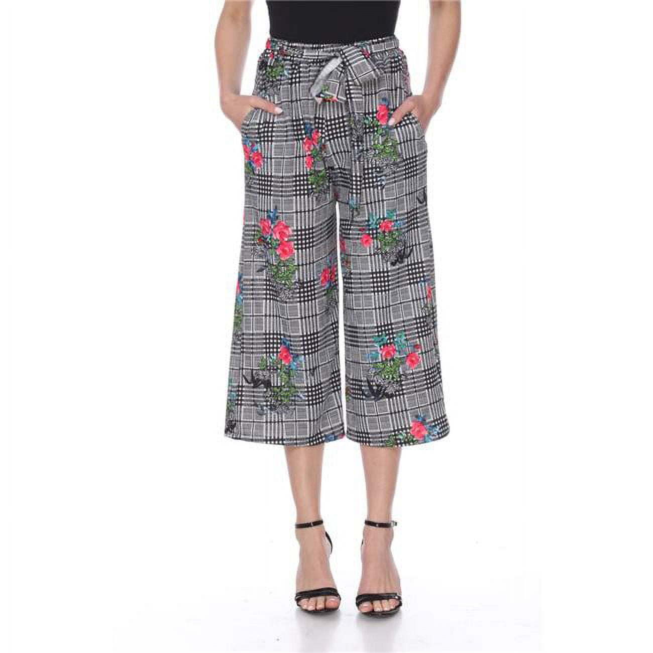 556-02-S Women Gaucho Pant - Blue, Pink Flower & Small - Walmart.com