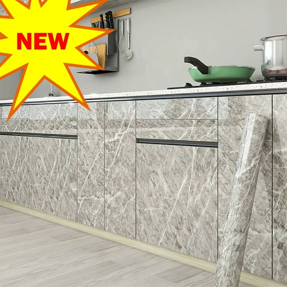 55CM DIY Adhesive Wall Wallpaper Marble Dining Room Kitchen Cabinet ...