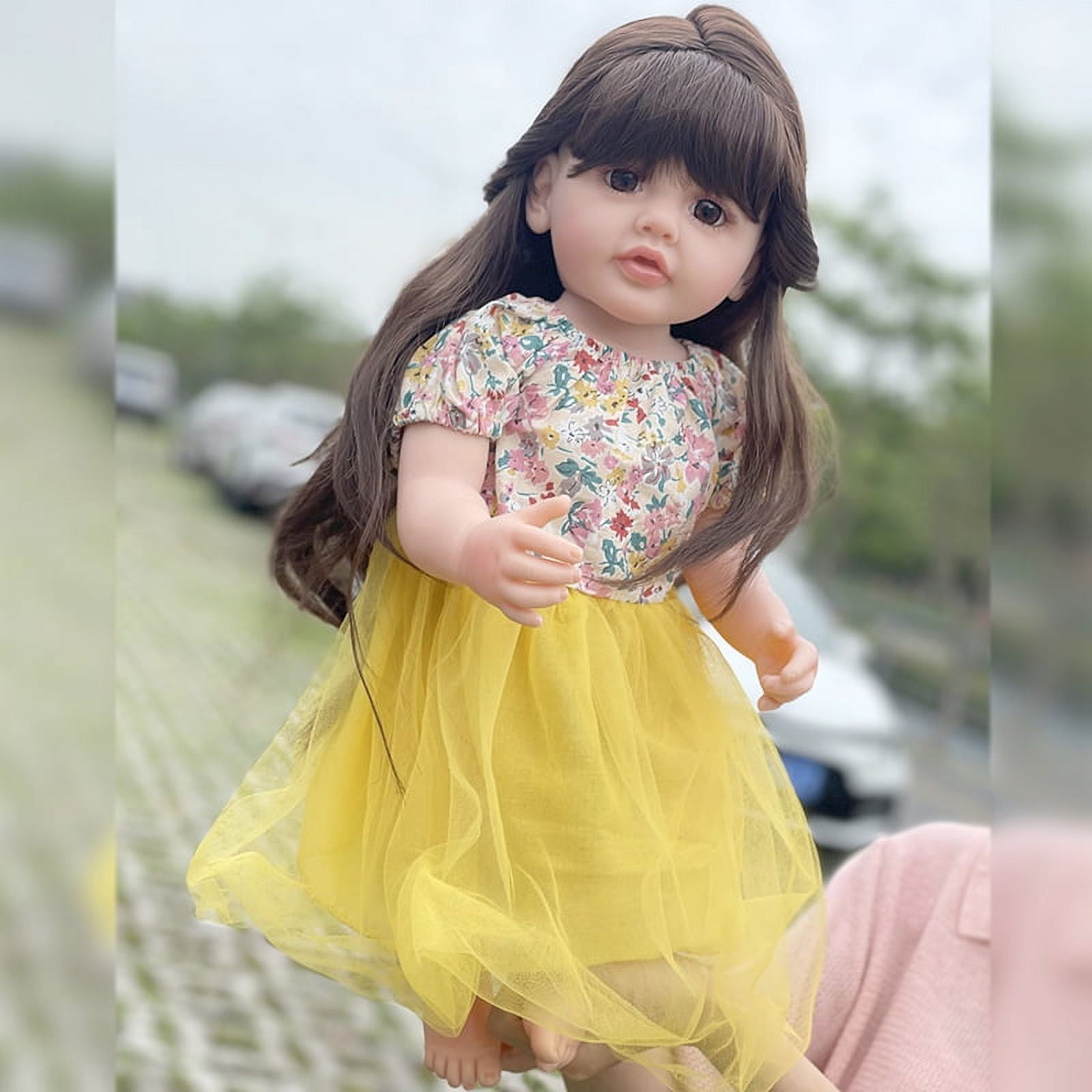 55CM Full Body Silicone Reborn Toddler Girl Doll, Long Hair Princess in ...