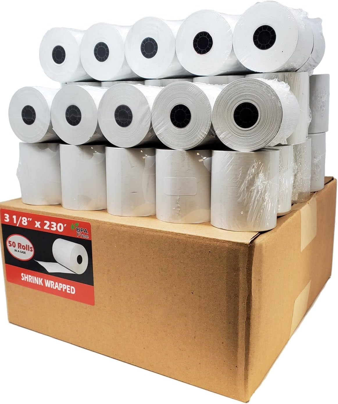 55GSM - Shrink Wrap 3 1/8 x230 Feet Clover Station Thermal Paper Rolls (1 CASE - 50 ROLLS) BPA ...