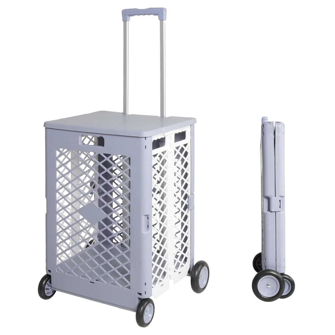 55L Foldable Mesh Rolling Cart with Wheels Utility Tools Rolling Crate ...