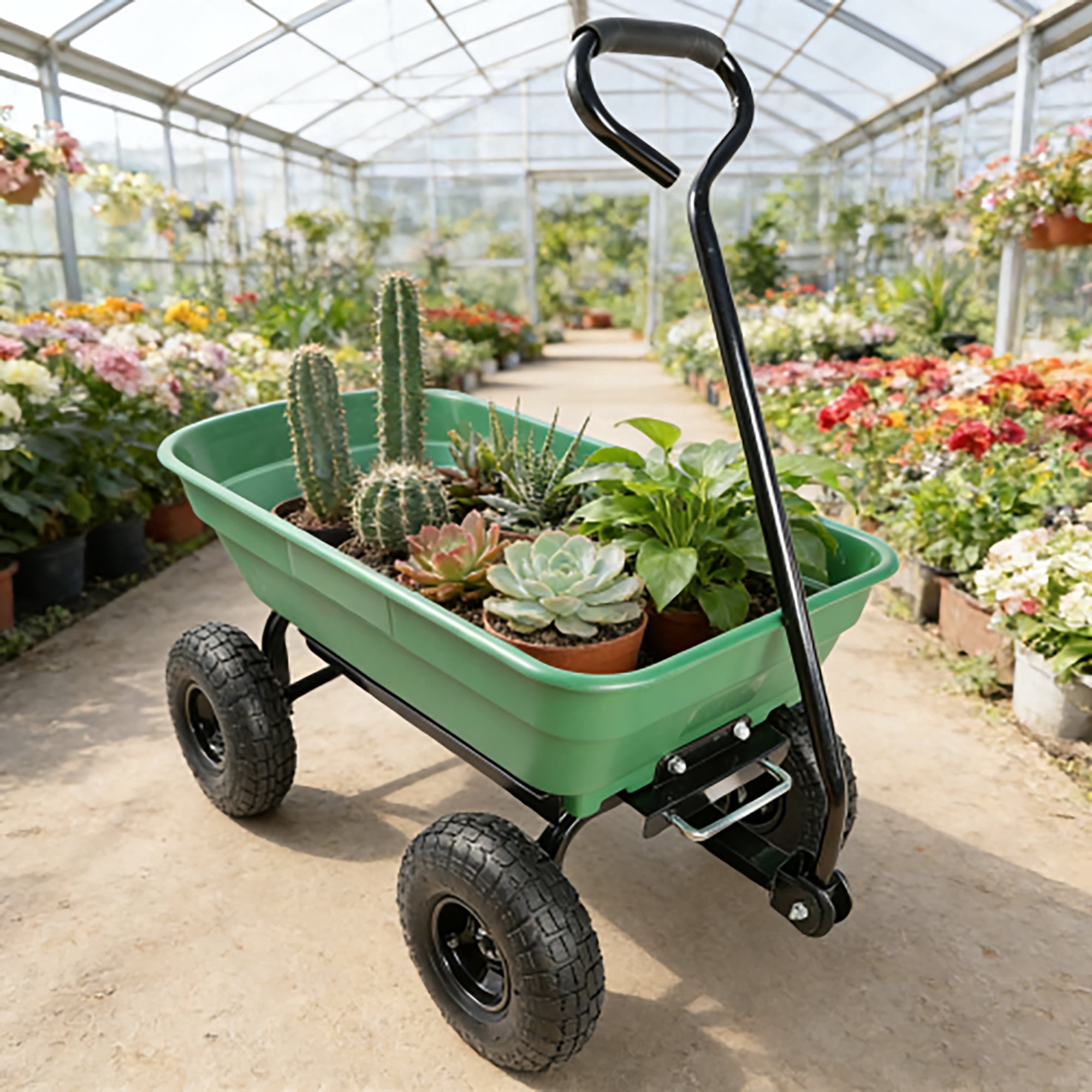 55L Folding Poly Garden Dump Carts And Wagons with Wheels,10 inches ...