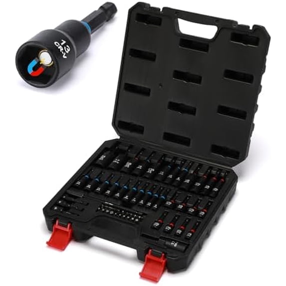 55PCS Magnetic Nut Driver Set, Metric & SAE Magnetic Impact Drill ...