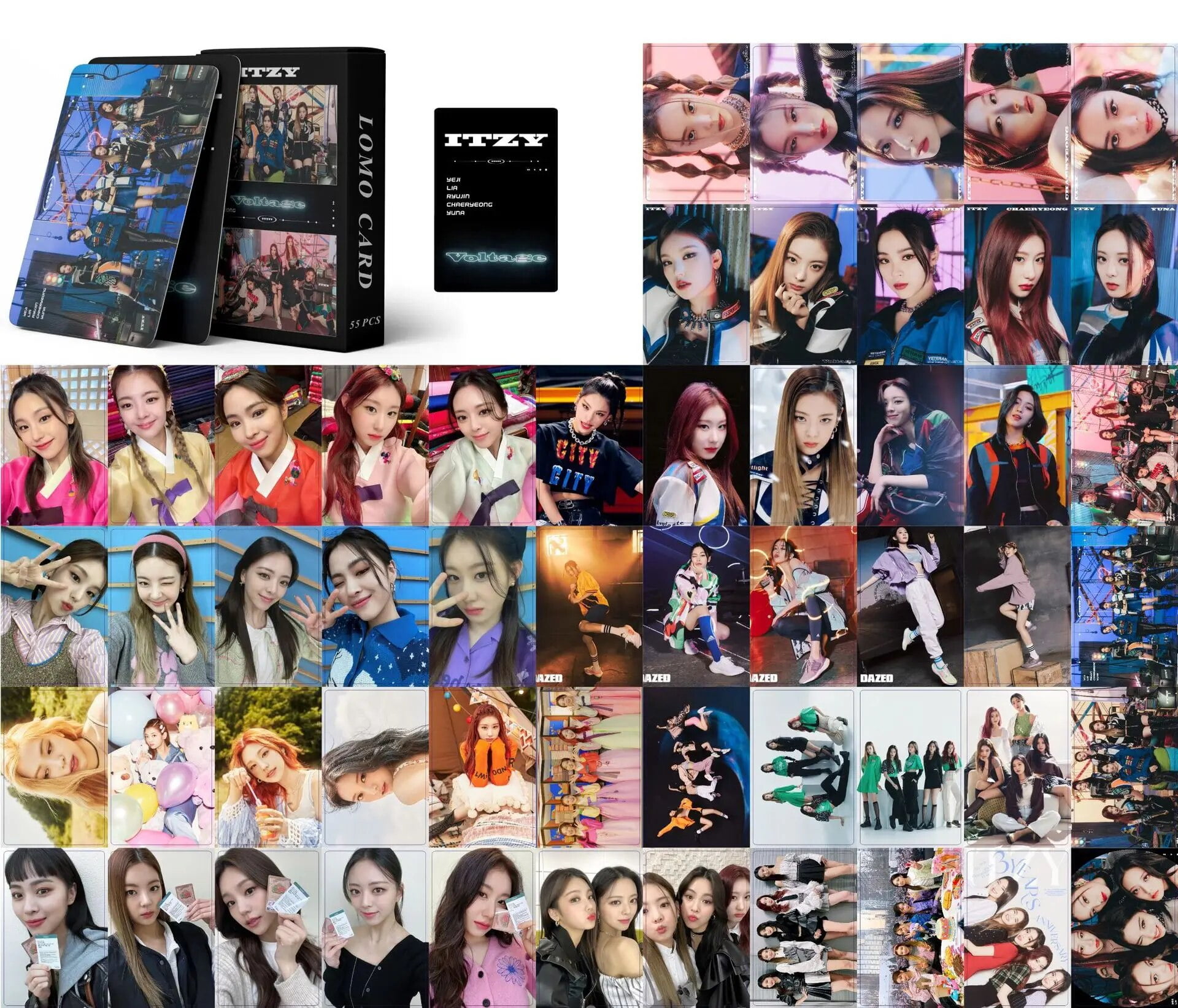 55PCS/Set Kpop itzy photocards new album Blah Blah Blah lomo card Voltage CHECKMATE photo cards ...
