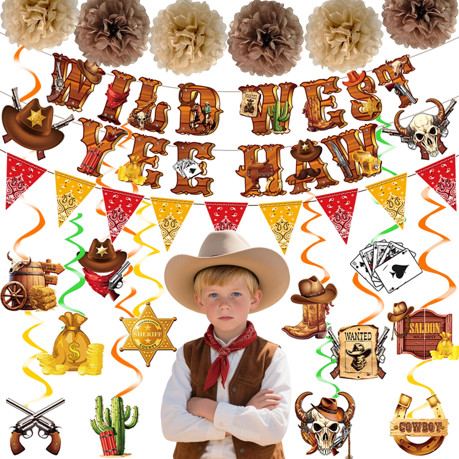 55PCS Western Party Decorations Wild West Cowboy Themed Party ...