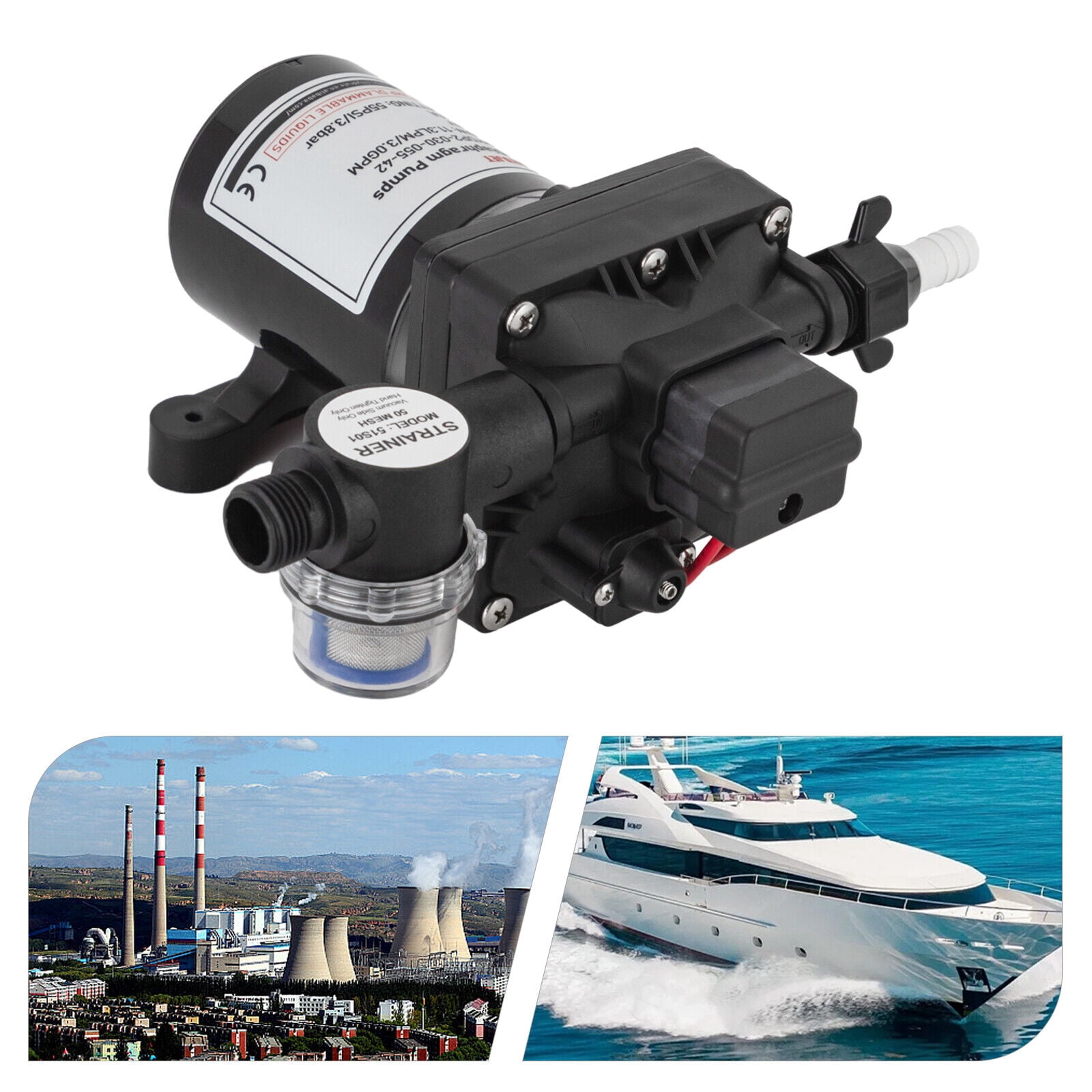55PSI Pressure 24V Booster Self-priming Pump Caravan Moterhome Boat ...
