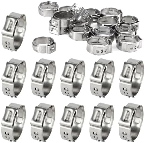 55Pcs 12.8-15.3mm 304 Stainless Steel Single Ear Hose Clamps Ear ...