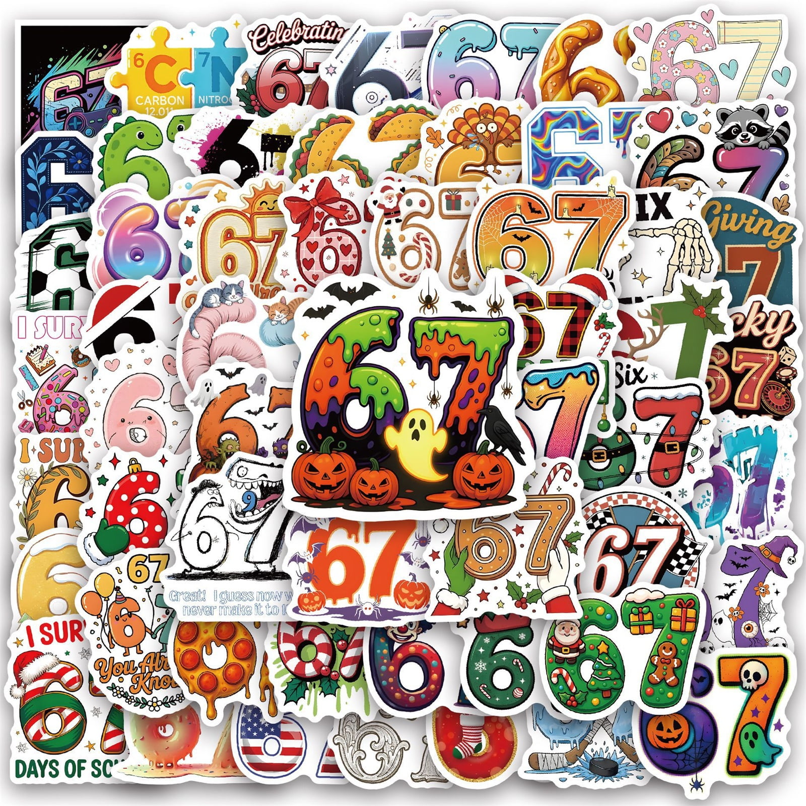 55Pcs 67 Stickers Six Seven Meme Sticker Trending Decals for Phone ...