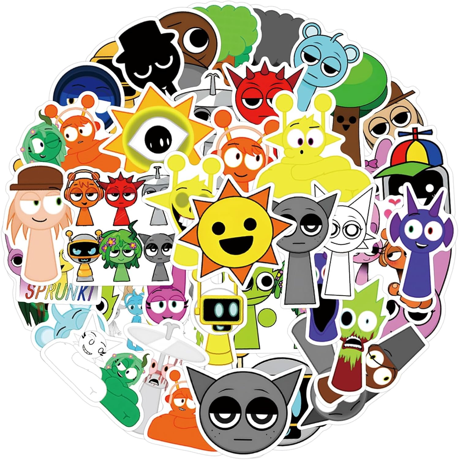 Sprunki Waterproof Stickers,55Pcs Sprunki Music Game Style Vinyl ...
