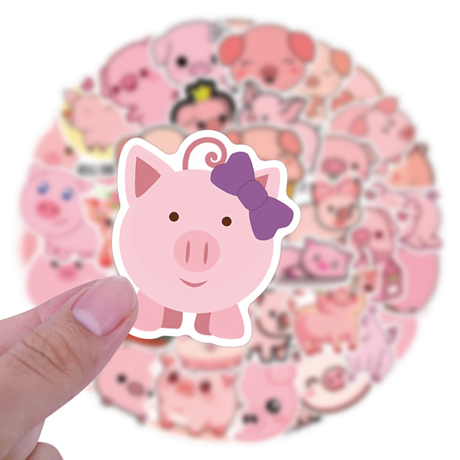 55Pcs Cute Pink Pig Stickers for Kids Waterproof Cartoon Animal ...