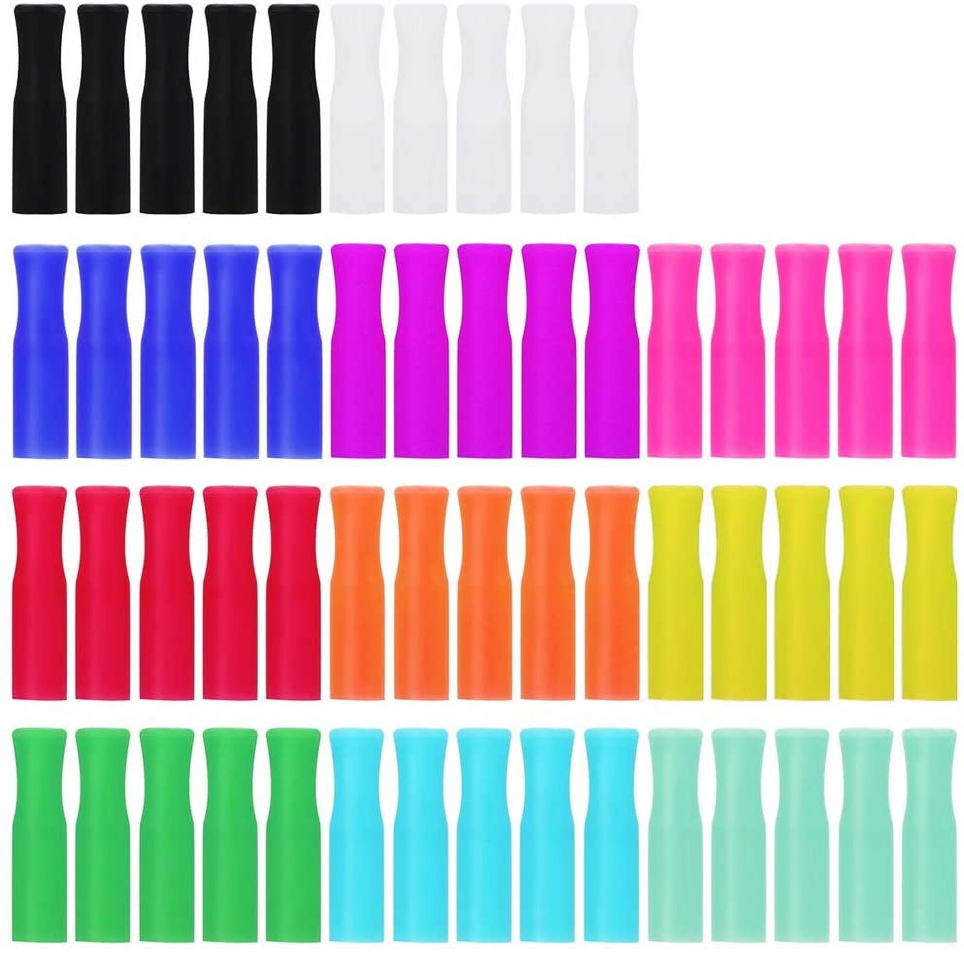 55Pcs Reusable Straws Tips, Silicone Straw Tips, Multi-color Food Grade ...