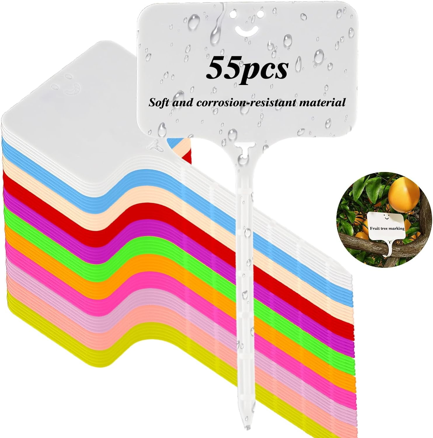 55Pcs T-Type Plastic Plant Labels Waterproof Re-Usable Nursery Flower ...