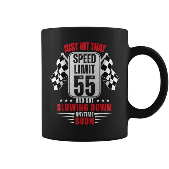 55Th Birthday Speed Limit Sign 55 Years Old Funny Racing Coffee Mugs ...