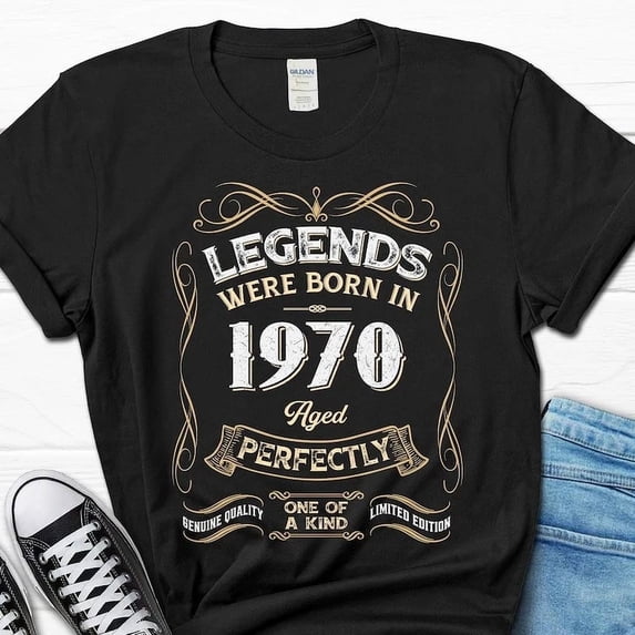 55Th Birthday T-Shirt For Men, Legends Were Born In 1970 Gift, 55 Years ...