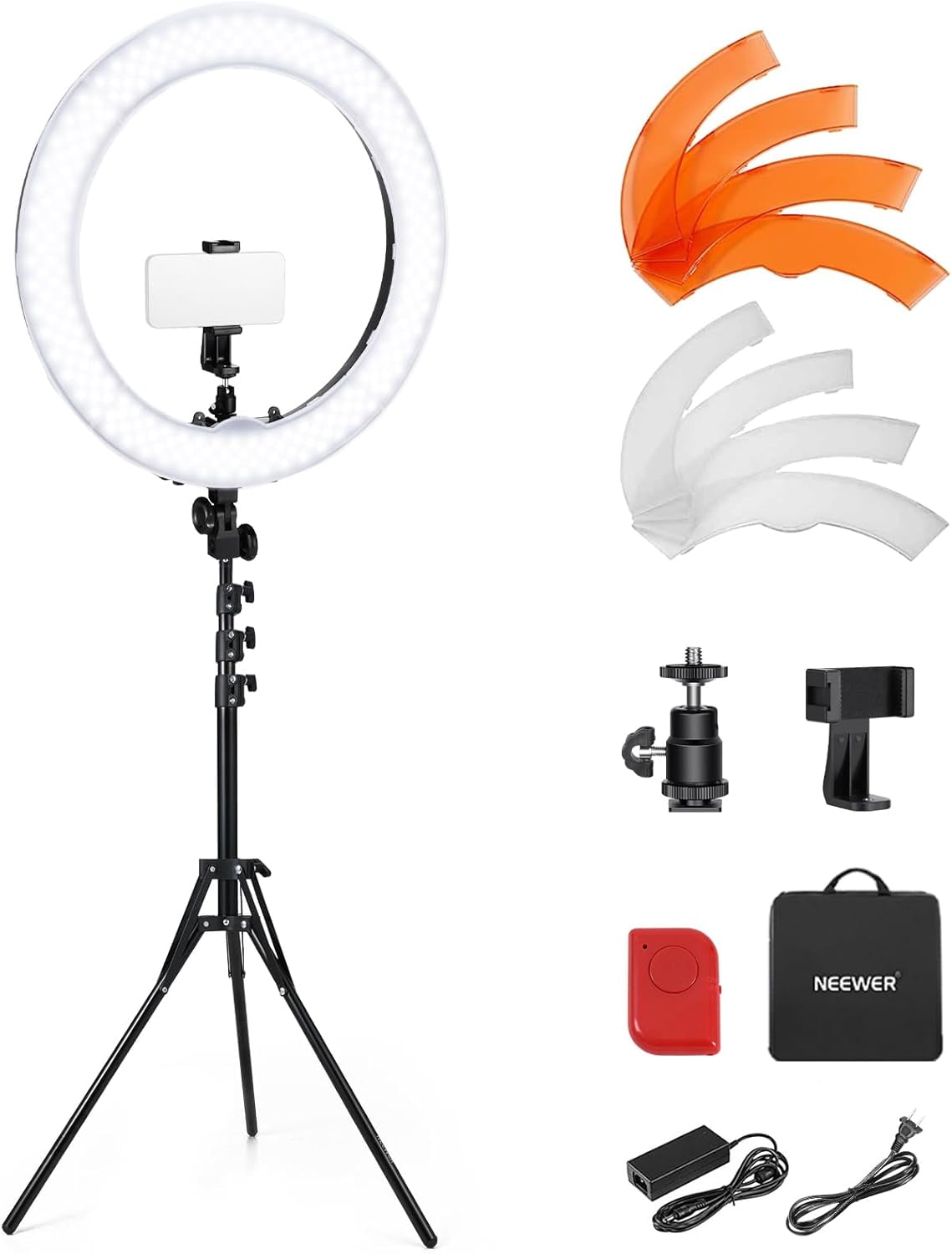 55W 18"/45cm Ring Light Kit [New Version], 5600K 0-100% Dimming LED ...