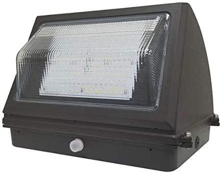 55W LED Emergency Wall Pack Light - Semi Cutoff - Glass Lens - Built in ...