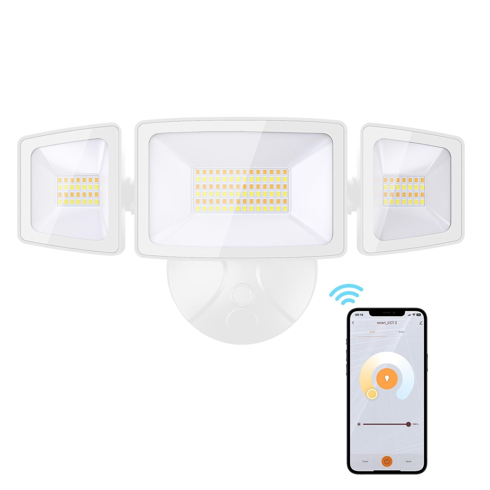 55W Smart LED Flood Lights Outdoor, 5500LM, Tunable 2700K-6500K, APP ...