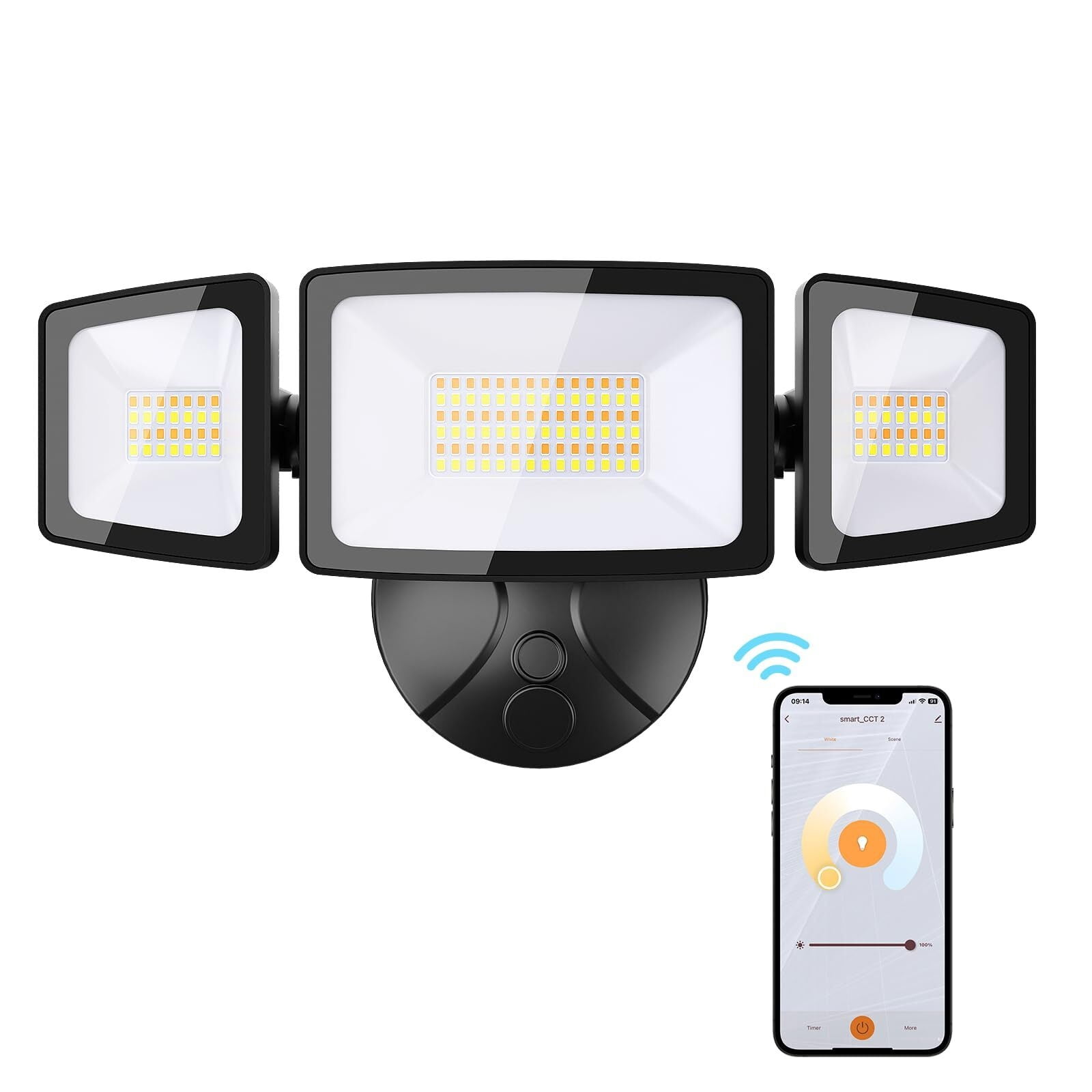 55W Smart LED Flood Lights Outdoor, 5500LM, Tunable 2700K-6500K, APP ...
