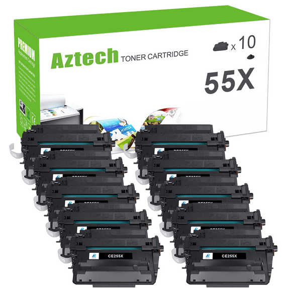 55X 10-Pack Compatible Toner Cartridge for HP CE255X 55X for HP P3015 ...