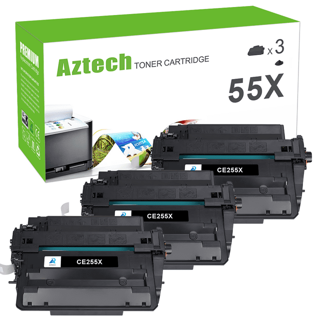 55X 3-Pack Compatible Toner Cartridge for HP CE255X 55X for HP P3015 ...