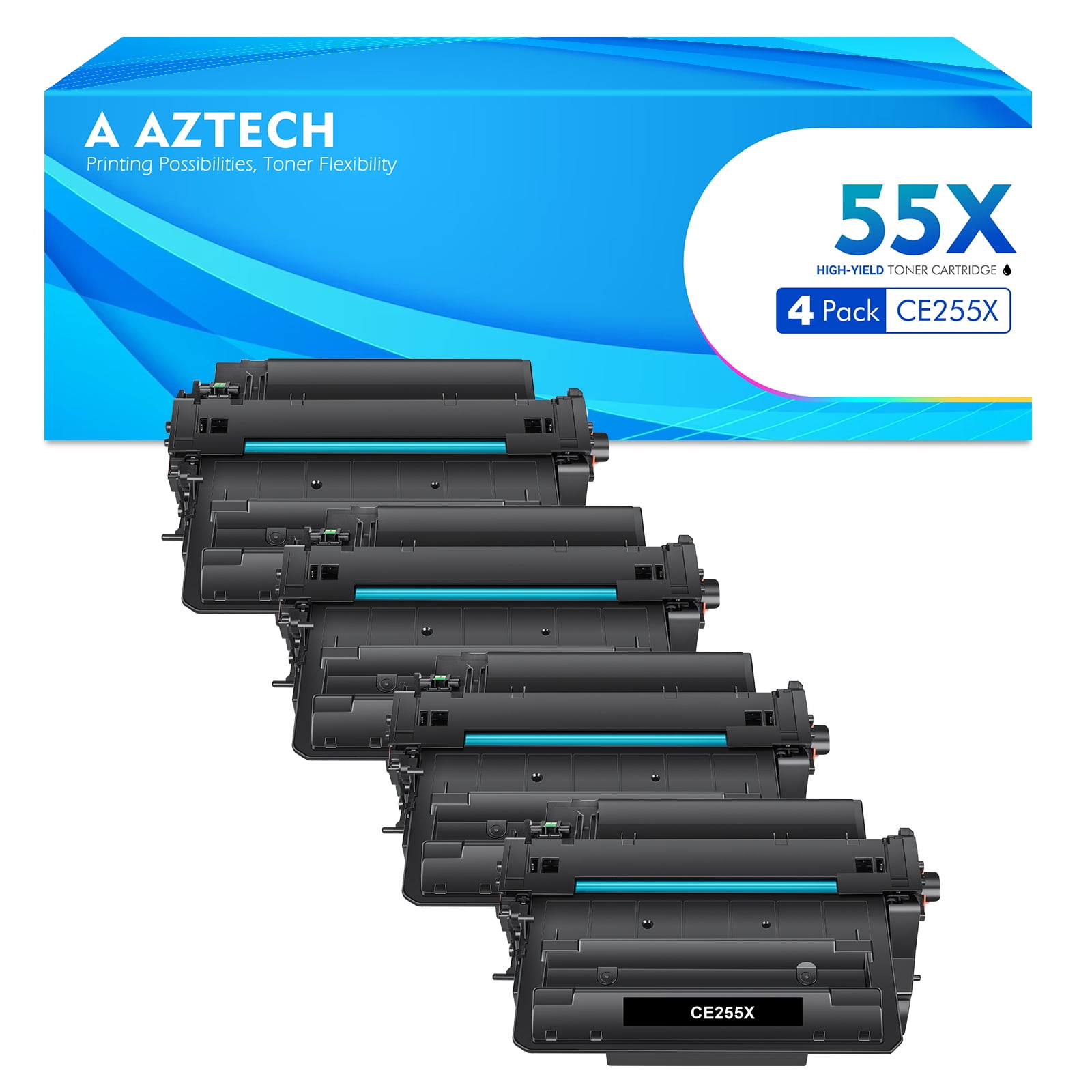 Free Shipping! 55X 4-Pack Compatible Toner Cartridge for HP CE255X 55X ...