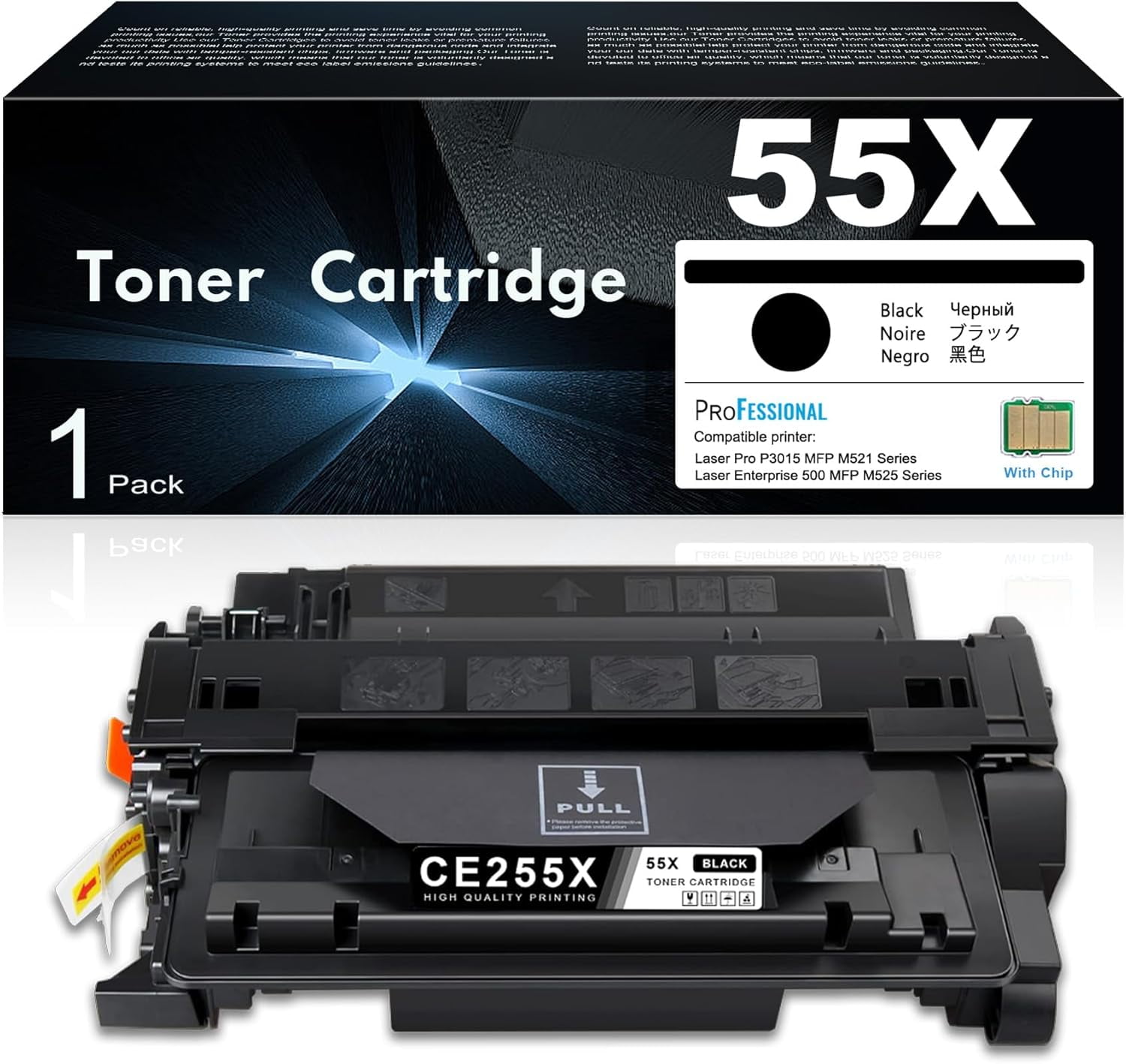 55X Black High Yield Toner Cartridge 1-Pack Replacement for HP 55X ...