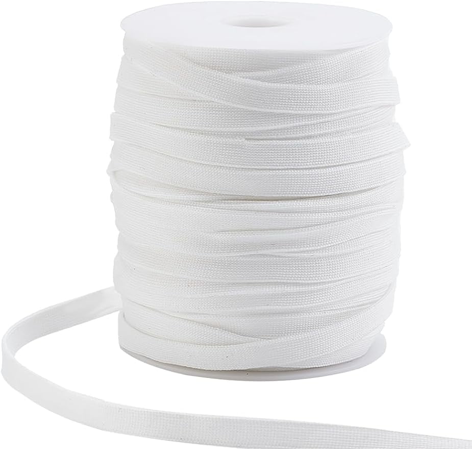 55Yards White Replacement Drawstring 0.4 Inch Polyester Flat Draw Cord ...