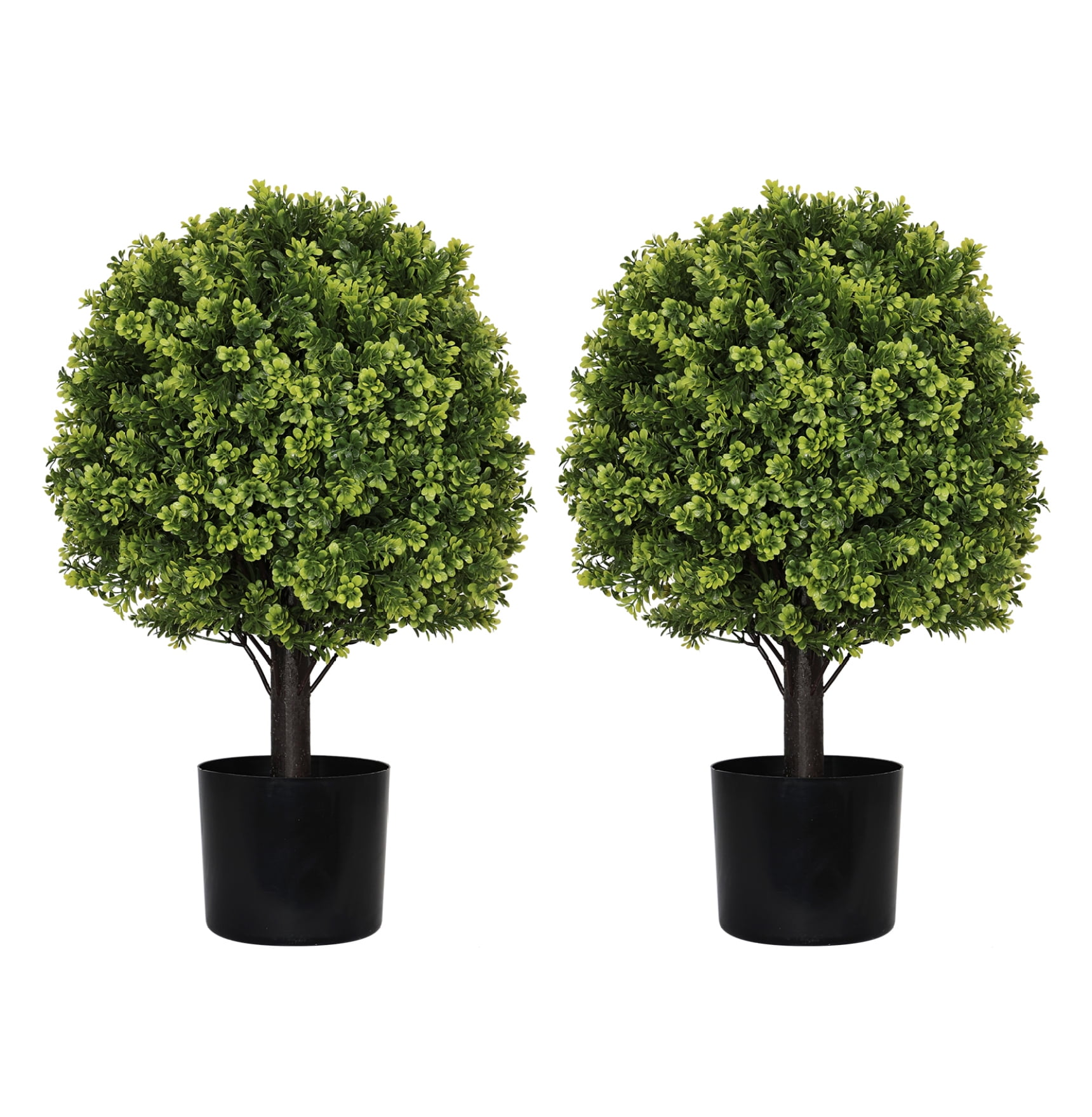 55cm Artificial Topiary Boxwood Trees - 2pcs UV Resistant Faux Shrubs for Outdoor Decor, Patio ...