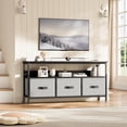55in Rustic Modern TV Stand with 3 Fabric Drawers Compact Entertainment ...