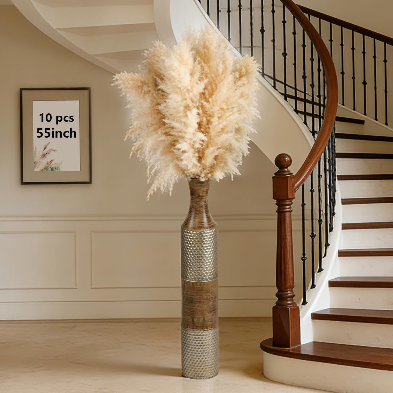 55inch 10pcs Dried Pampas Grass Decor Tall-Tall Pampas Grass for Floor ...