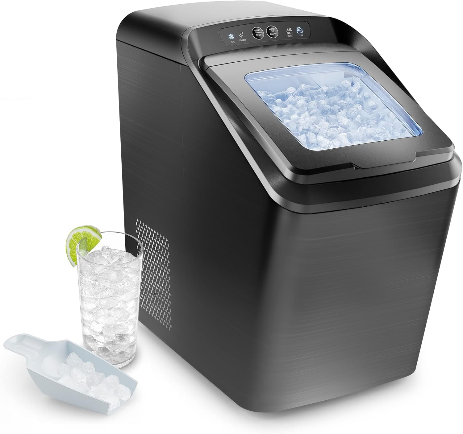 55lbs Countertop Nugget Ice Maker – Pebble Ice Machine, Soft Chewable ...